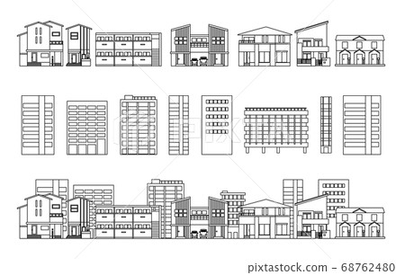 Building architecture house line drawing - Stock Illustration [68762480 ...