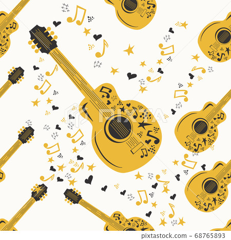 Handdrawn seamless pattern with country music - Stock Illustration ...