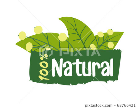 Natural 100% sticker, vector illustration - Stock Illustration ...