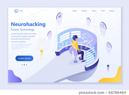 Future technology - Neurohacking, 3d isometric - Stock Illustration ...