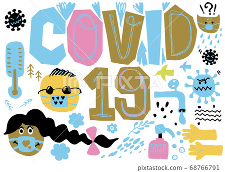 Coronavirus outbreak doodle drawing collection. - Stock Illustration ...
