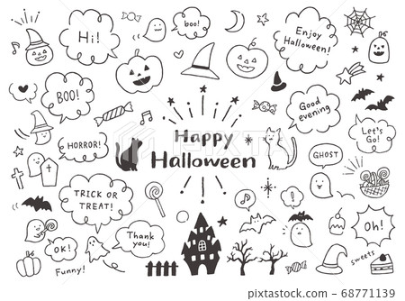 Set of Halloween illustrations and speech bubbles - Stock Illustration ...