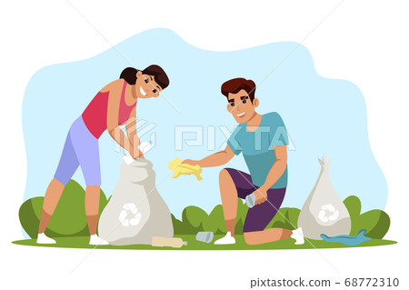 Vector character illustration of plogging concept - Stock Illustration ...