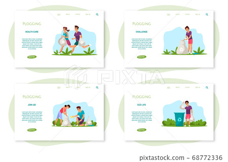 Vector character illustration of plogging set - Stock Illustration ...