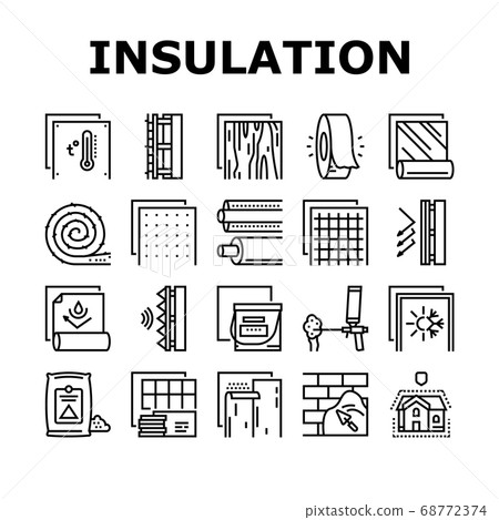 Insulation Building Collection Icons Set Vector - Stock Illustration ...