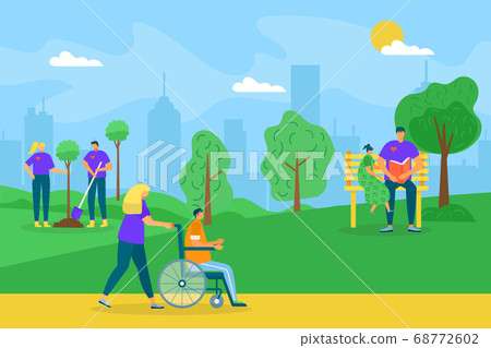 Volunteer work, ecology help vector... - Stock Illustration [68772602 ...