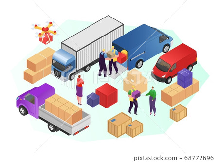 Cargo service man worker in logistic delivery... - Stock Illustration ...