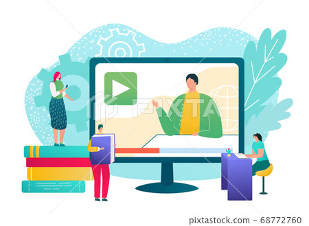 Education in computer technology, distance... - Stock Illustration ...