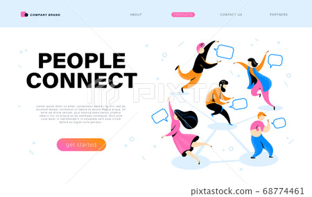 People connect concept. Landing page design - Stock Illustration ...