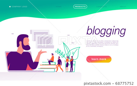 Blogger channel concept with tiny people,... - Stock Illustration ...