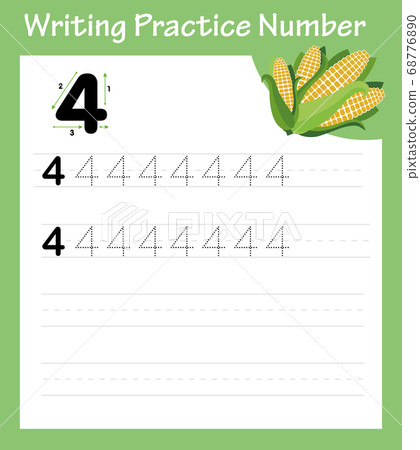 Writing practice number 4 - Stock Illustration [68776890] - PIXTA
