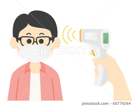 Illustration of a man being temperature-measured - Stock Illustration ...