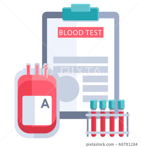Medical tablet and blood test equipment on white - Stock Illustration ...