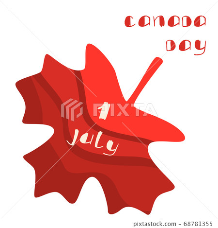 Red maple leaf and 1 July day text on white - Stock Illustration ...