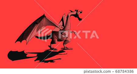 Dragon scream drawing illustration isolated on red - Stock Illustration ...