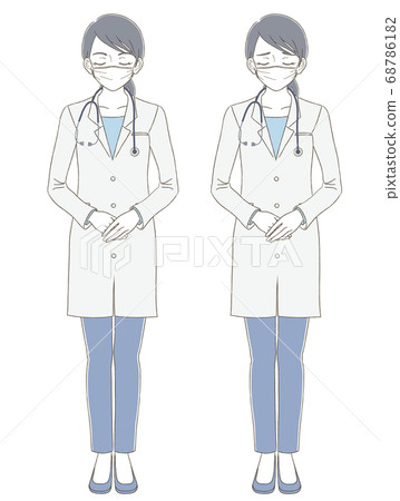 Medical and doctor hand-drawn style full body... - Stock Illustration ...