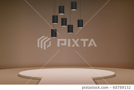 showcase stand with hanging light in a studio room-插圖素材 [68789132 ...