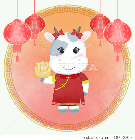 Chinese new year festival celebration, Cow... - Stock Illustration ...