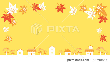 Cute cityscape with colorful autumn leaves... - Stock Illustration ...
