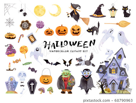 Hand-painted watercolor | Halloween clipart... - Stock Illustration ...