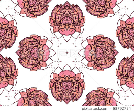 Seamless pattern with pink lotus. Vector element - Stock Illustration ...