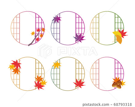 Autumn leaves Japanese style material set - Stock Illustration ...