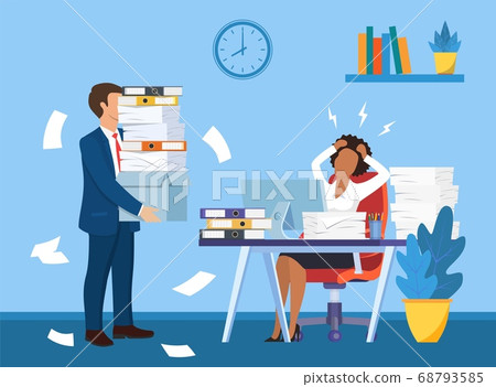 Overworked in the office. - Stock Illustration [68793585] - PIXTA