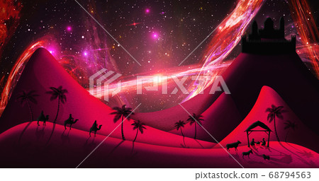 Christmas Nativity Scene Of Three Wise Men Magi... - Stock Illustration ...