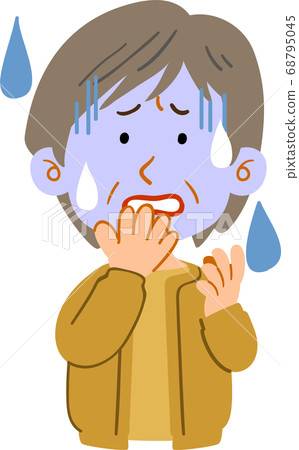 Upper body of a middle-aged woman who turns pale - Stock Illustration ...