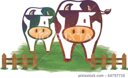 Cow parent and child. Image illustration (front... - Stock Illustration ...