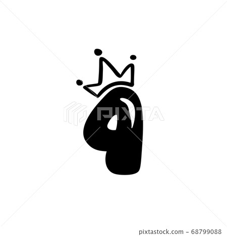 Vector Vintage Plump Cute number 4 with crown.... - Stock Illustration ...