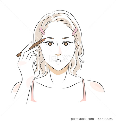 Woman applying eyebrow makeup illustration - Stock Illustration ...