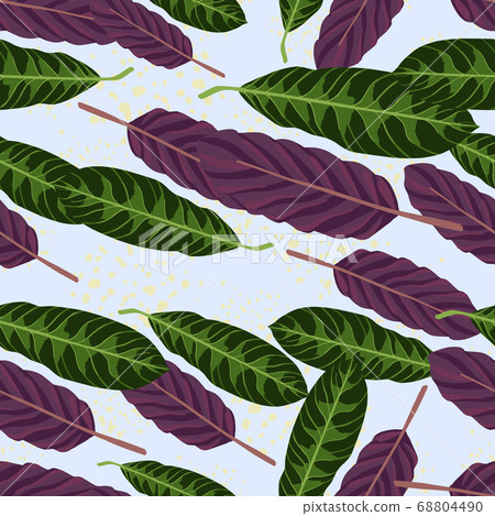 Random leaves shapes seamless pattern. Purple and - Stock Illustration ...