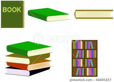 Illustration set of books seen from above,... - Stock Illustration ...