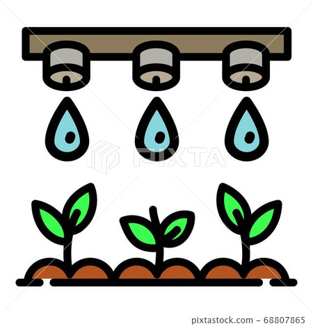 Smart drop irrigation icon, outline style - Stock Illustration ...
