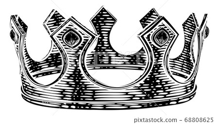 King Royal Crown Vintage Retro Style Illustration - Stock Illustration ...