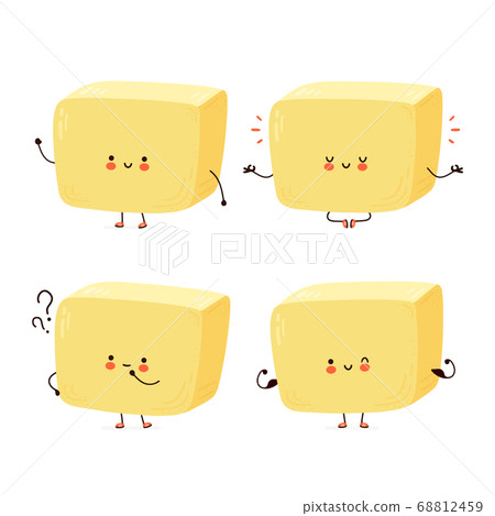 Cute happy butter character set collection - Stock Illustration ...