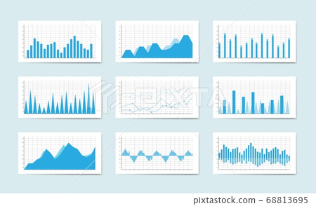 Set Of Graphs On White Background, Data... - Stock Illustration ...