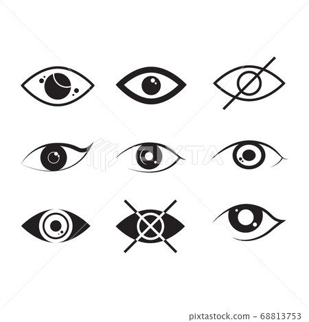 Eye Signs Black Thin Line Icon Set. Vector - Stock Illustration ...