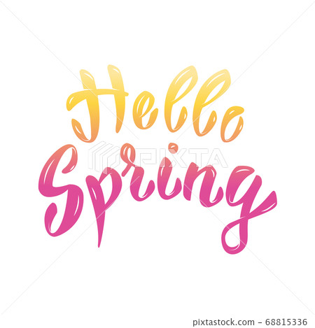 hello spring. hand lettering phrase. Design - Stock Illustration ...