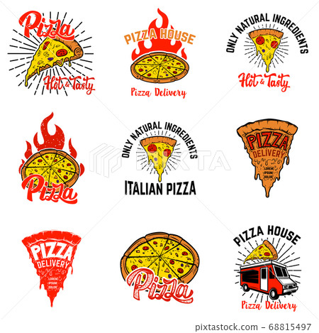 Set of pizza labels. Design elements for - Stock Illustration [68815497 ...