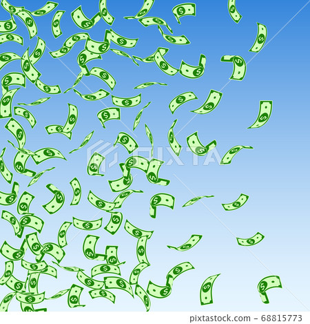 American dollar notes falling. Sparse USD bills on - Stock Illustration ...
