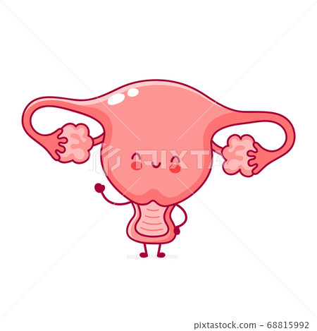 Cute happy funny woman uterus organ - Stock Illustration [68815992] - PIXTA