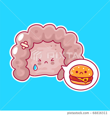 Cute sad human intestine organ and speech bubble - Stock Illustration ...