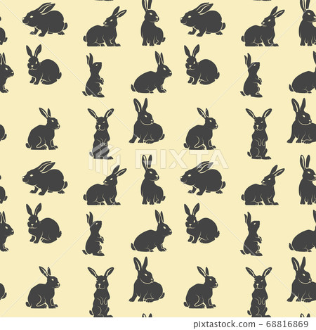 Seamless pattern with rabbits. Vector design - Stock Illustration ...