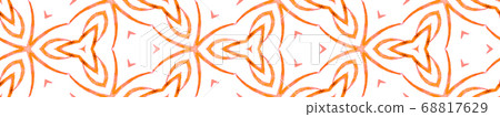 Orange handdrawn Seamless Border Scroll. Geometric - Stock Illustration ...