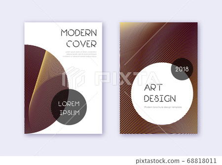 Trendy cover design template set. Gold abstract li - Stock Illustration ...