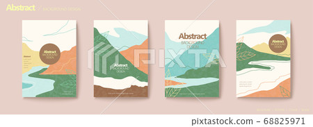 Mountain and river scene flyer set - Stock Illustration [68825971] - PIXTA
