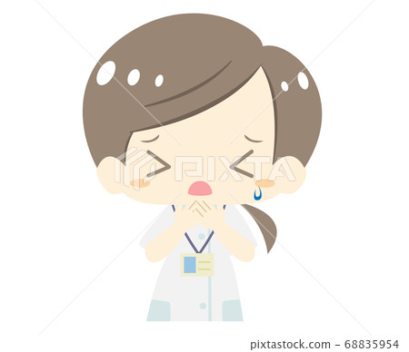 Illustration of cute nurse panicking Upper body... - Stock Illustration ...