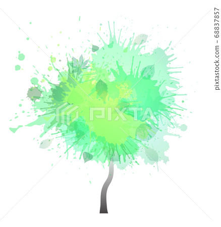 Tree with green watercolor splashes. Creative - Stock Illustration ...